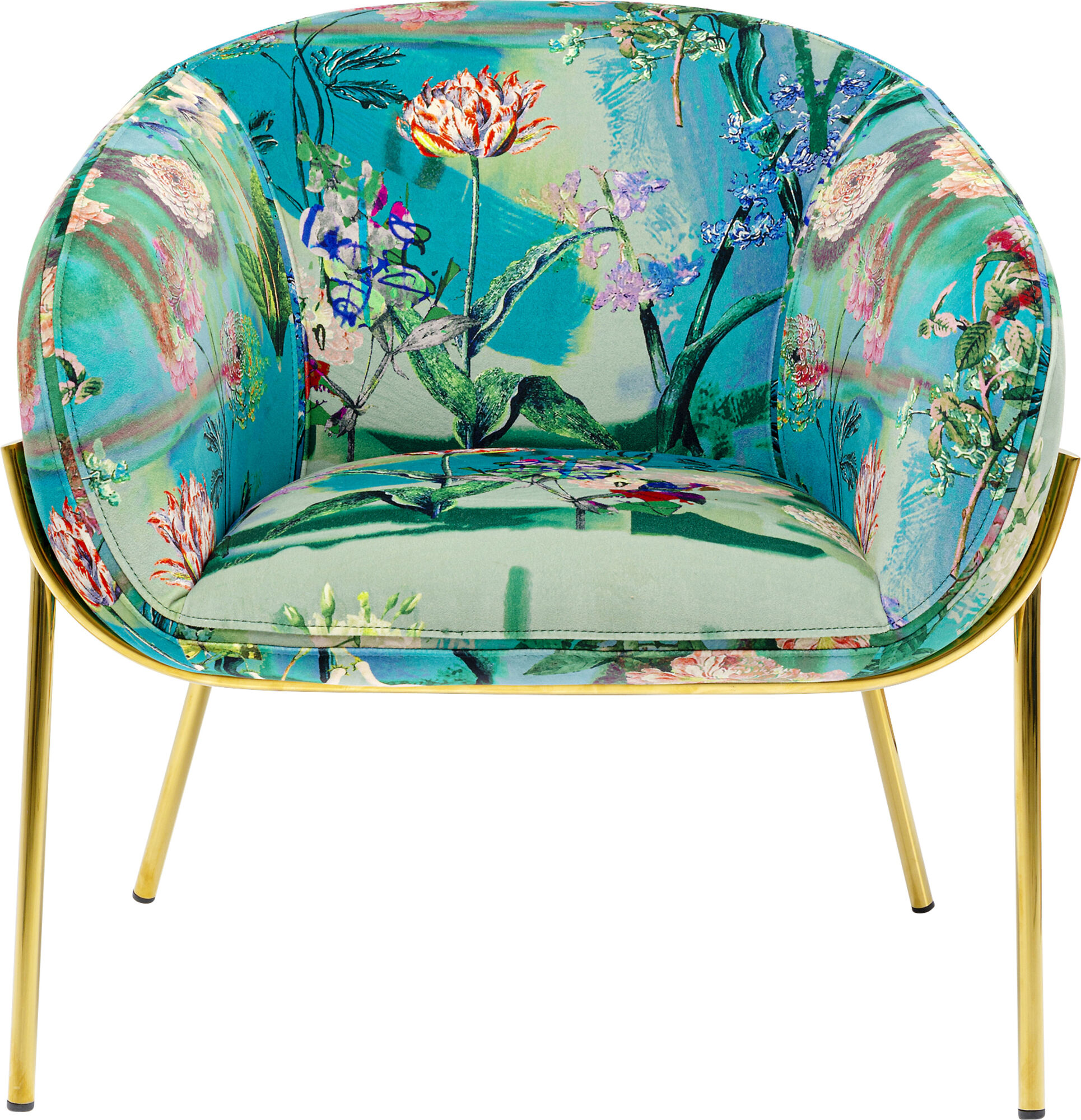 Fotel tapicerowany kolorowy nogi złote 76x73 cm 85057 » Kare Design ...