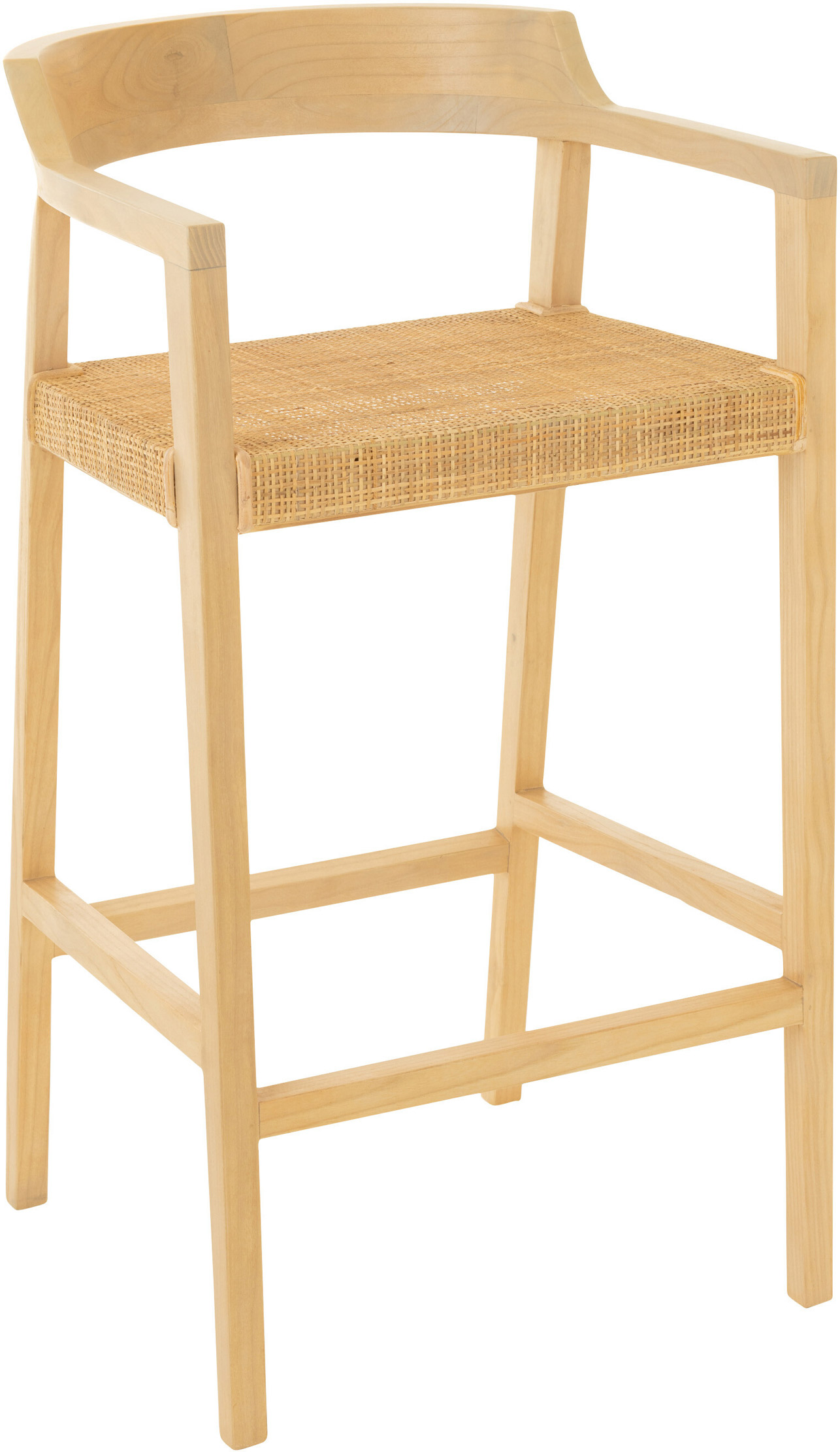 Hoker z drewna Sungkai z plecionym siedziskiem i drewnianym oparciem ...