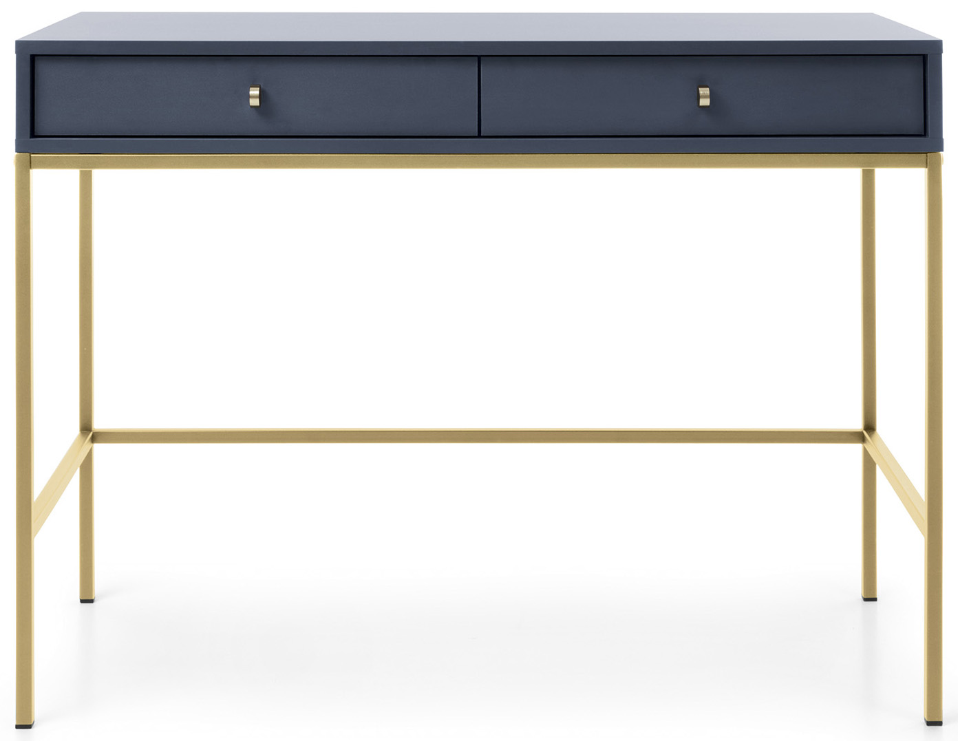 Konsola z 2 szufladami granatowa nogi złote 104x50 cm MONO MT104 GRANAT ...