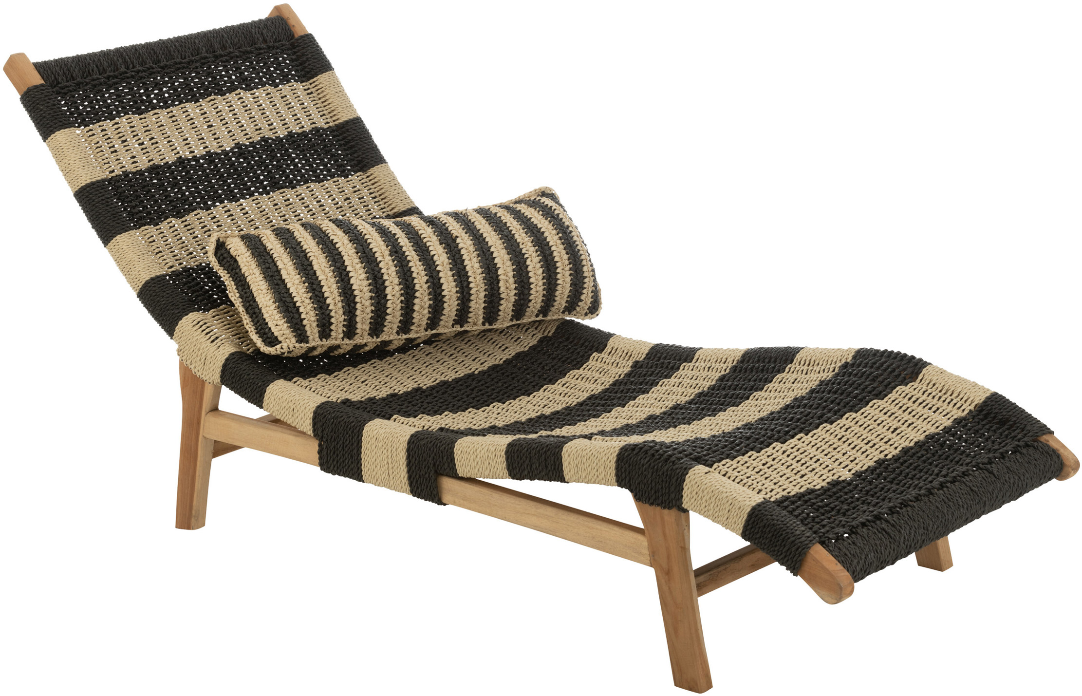 Leżak drewniany z syntetycznym siedziskiem czarny 168x78 cm jl41532 » J ...