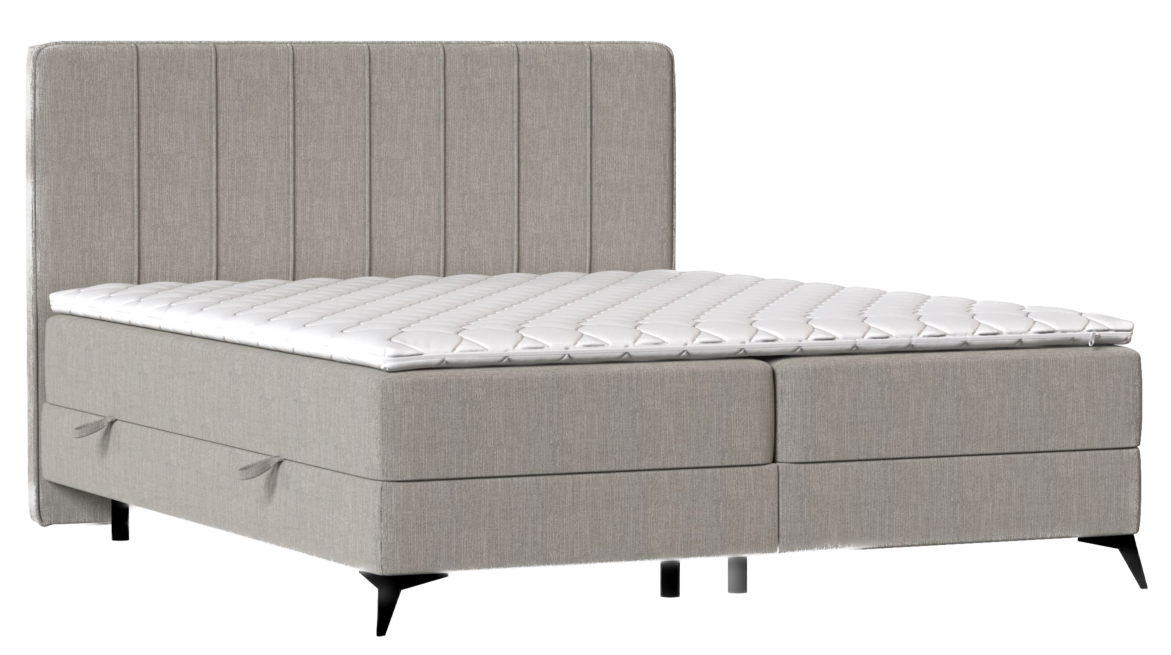 Łóżko ze schowkiem podwójne 160x200 cm tkanina kolor fango AGGAZ160 ...