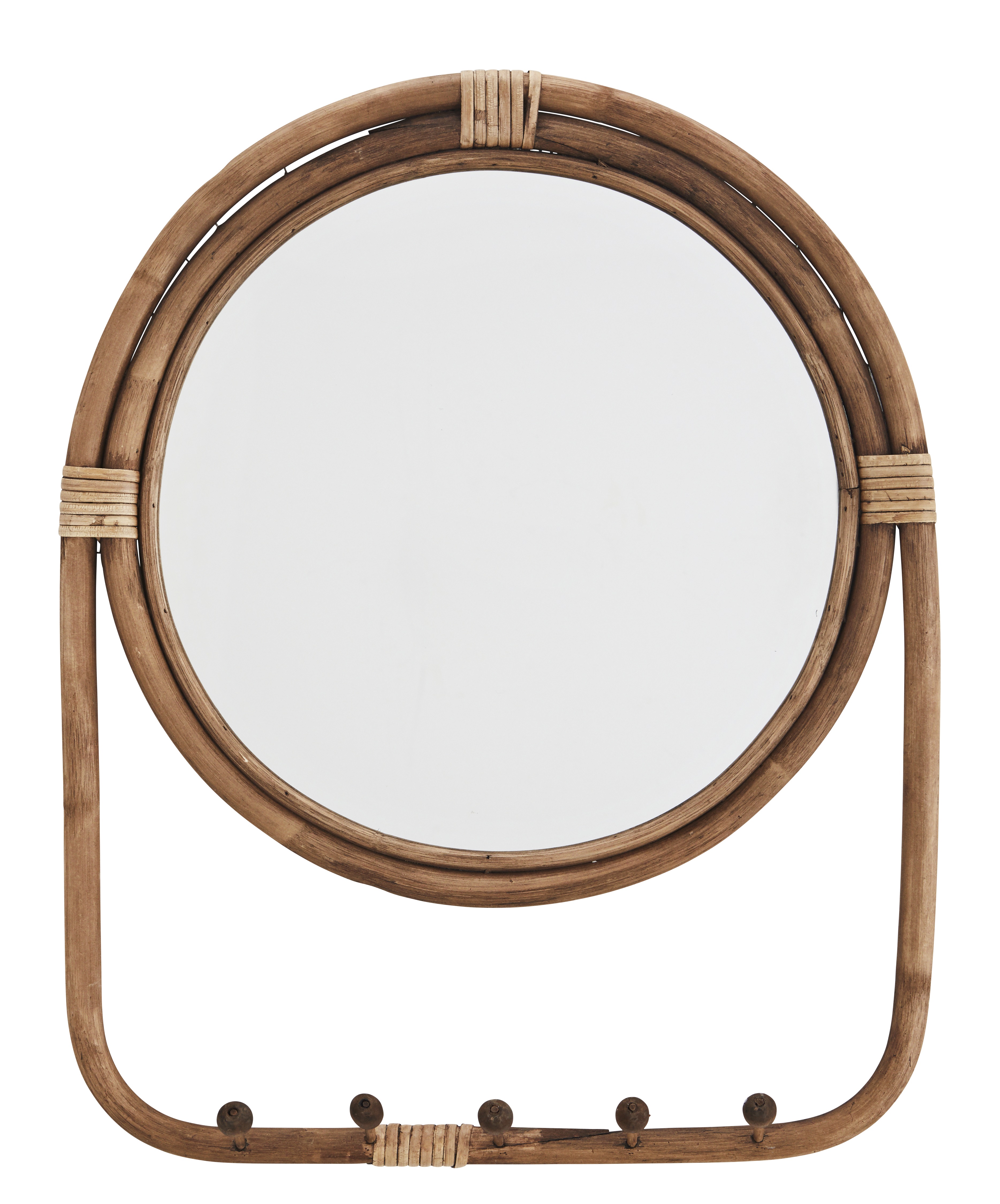 Lustro wiszące owalne z rattanowej ramy i 5 haczykami u dołu 48x63 cm ...
