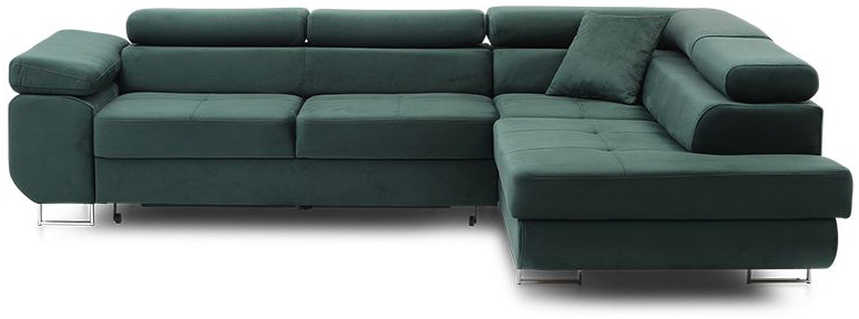 Narożnik rozkładany prawy z regulowanymi zagłówkami tkanina element ...