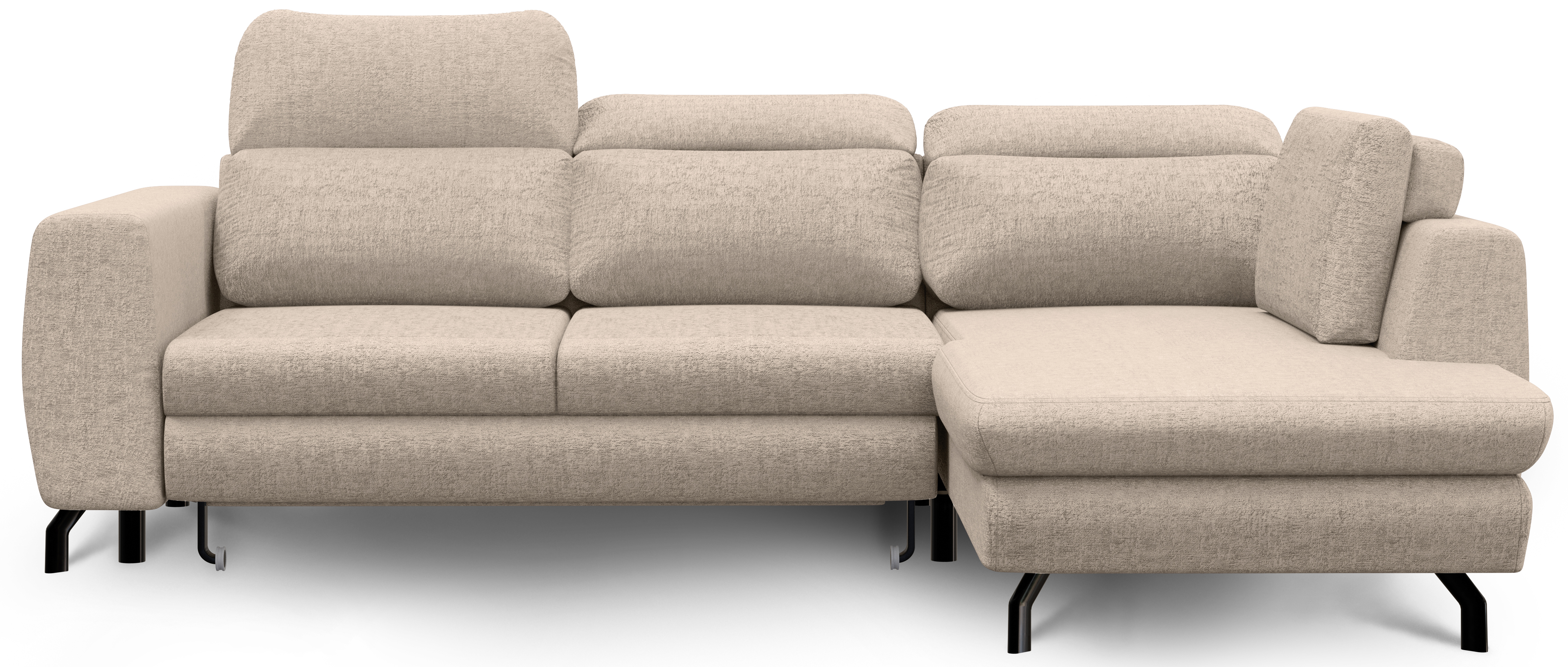 Narożnik rozkładany z funkcją spania prawy tkanina szenilowa MIU beżowa ...