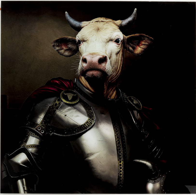 Knight Cow Üvegkép 120X120 Cm - KARE