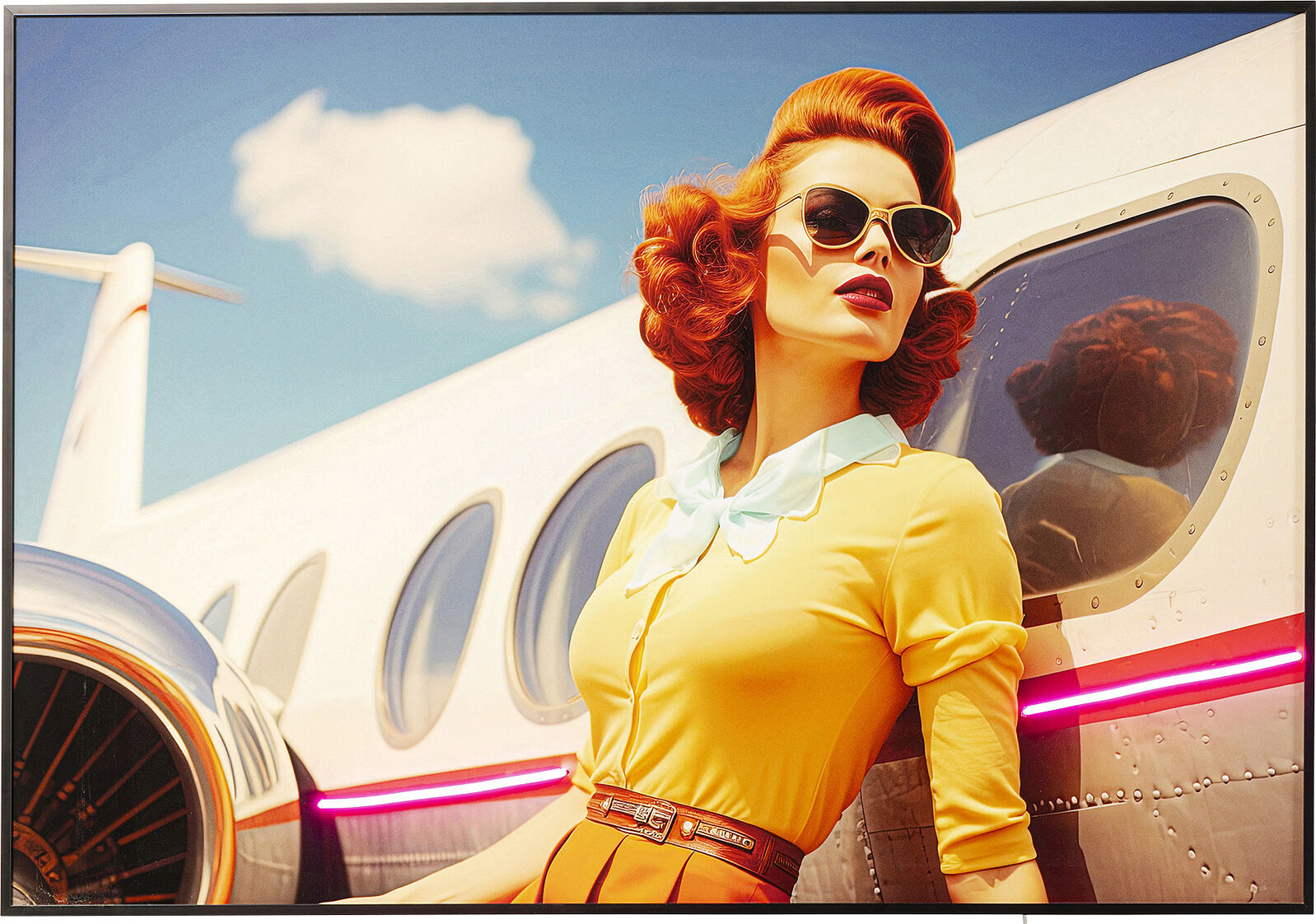 Jetset Lean Lady LED Keretes Kép 120x80cm - KARE