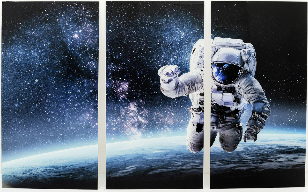 Cuadro cristal Triptychon Man in Space 160x240 - KARE España
