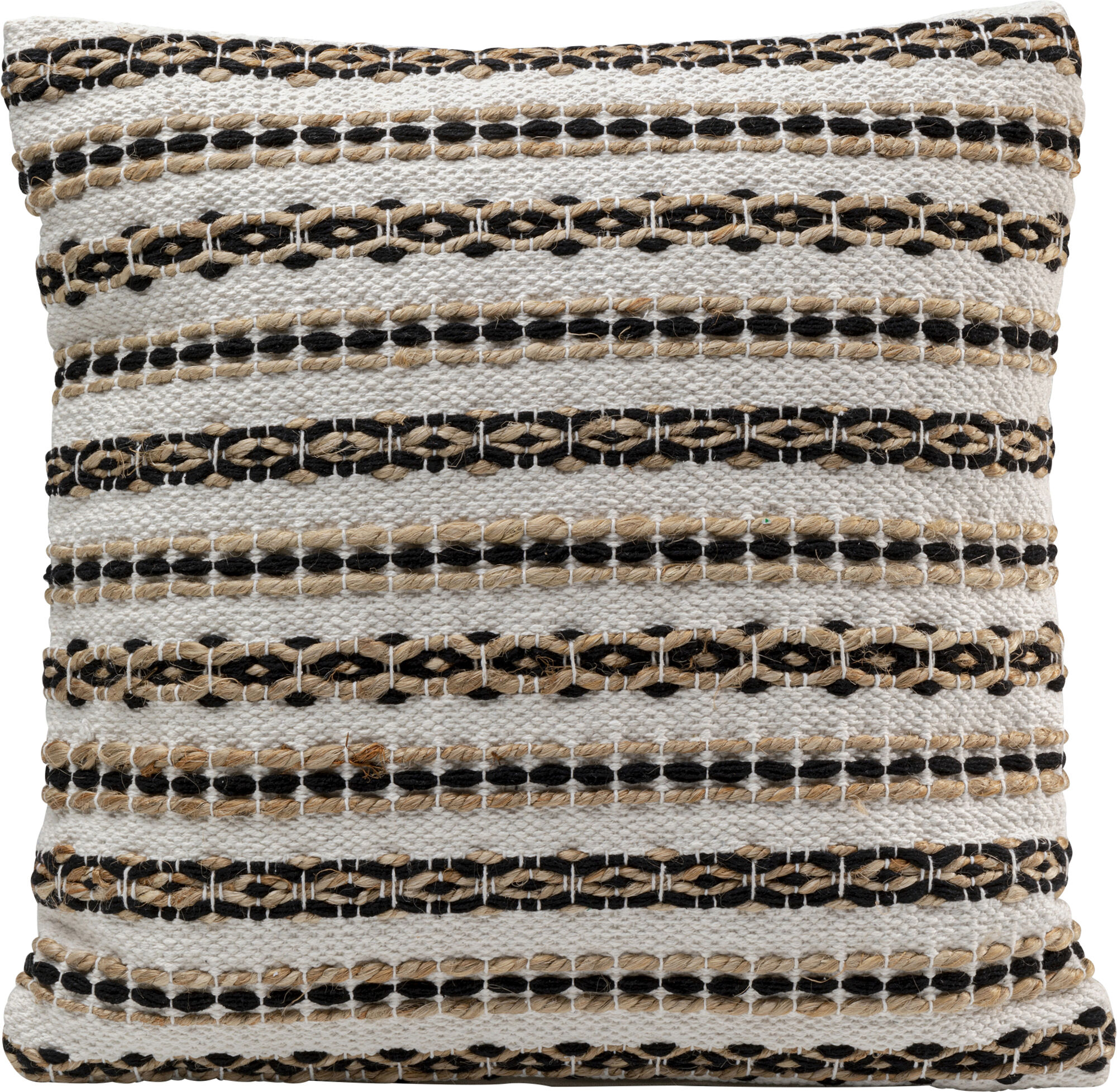 Cojín decorativo boho de algodón y yute 45x45 cm - KARE España