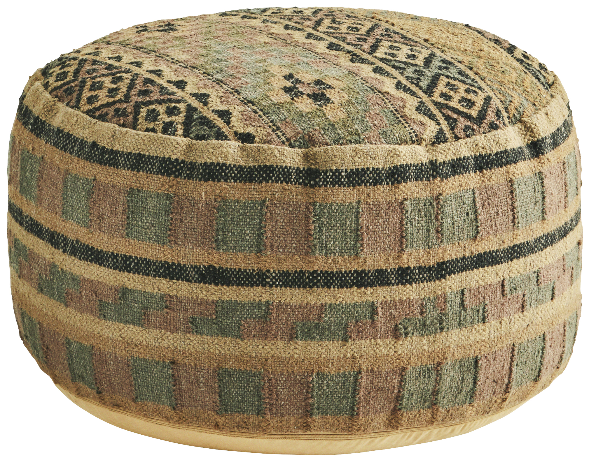 Pufa okrągła boho kolorowa ze wzorami ręcznie tkana Ø60x30 cm JOPF-2303 ...