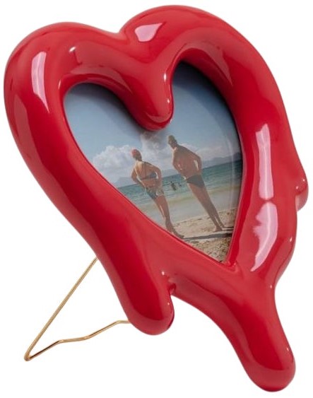 Ramka na zdjęcia / Lusterko Topniejące Serce czerwona porcelanowa ...