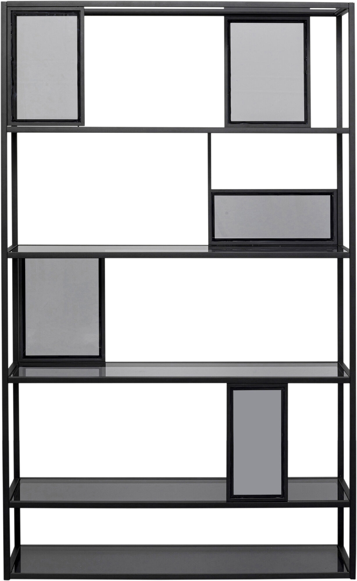 Hylla Skyler - Bokhylla i Svart/Tonat Glas, 195x115cm - KARE Design