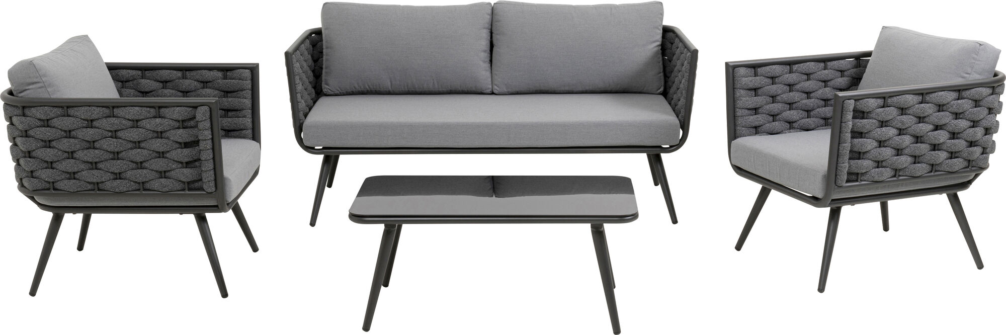 Set asientos Rimini antracita (4 piezas) - KARE