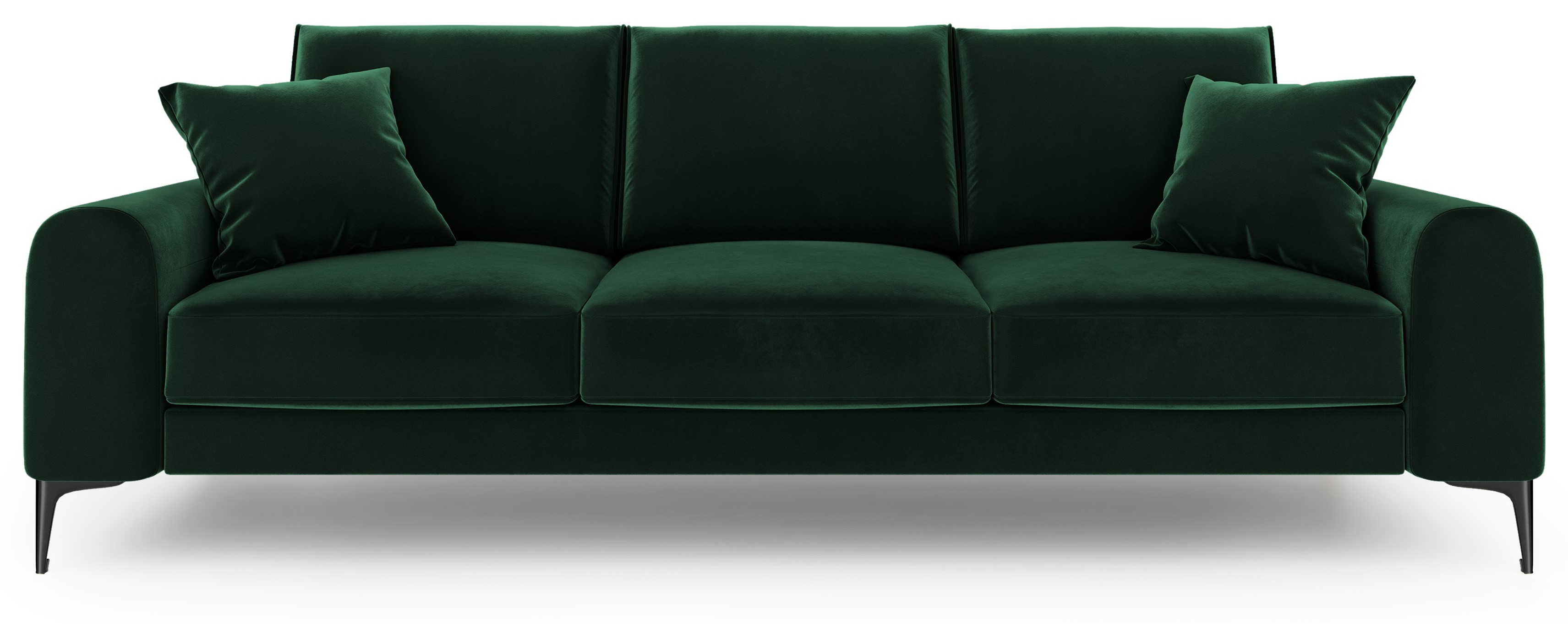 Sofa 3-os. welurowa na czarnych nogach butelkowa zieleń 222x102 cm MIC_3S_51_B2_LARNITE5 ...