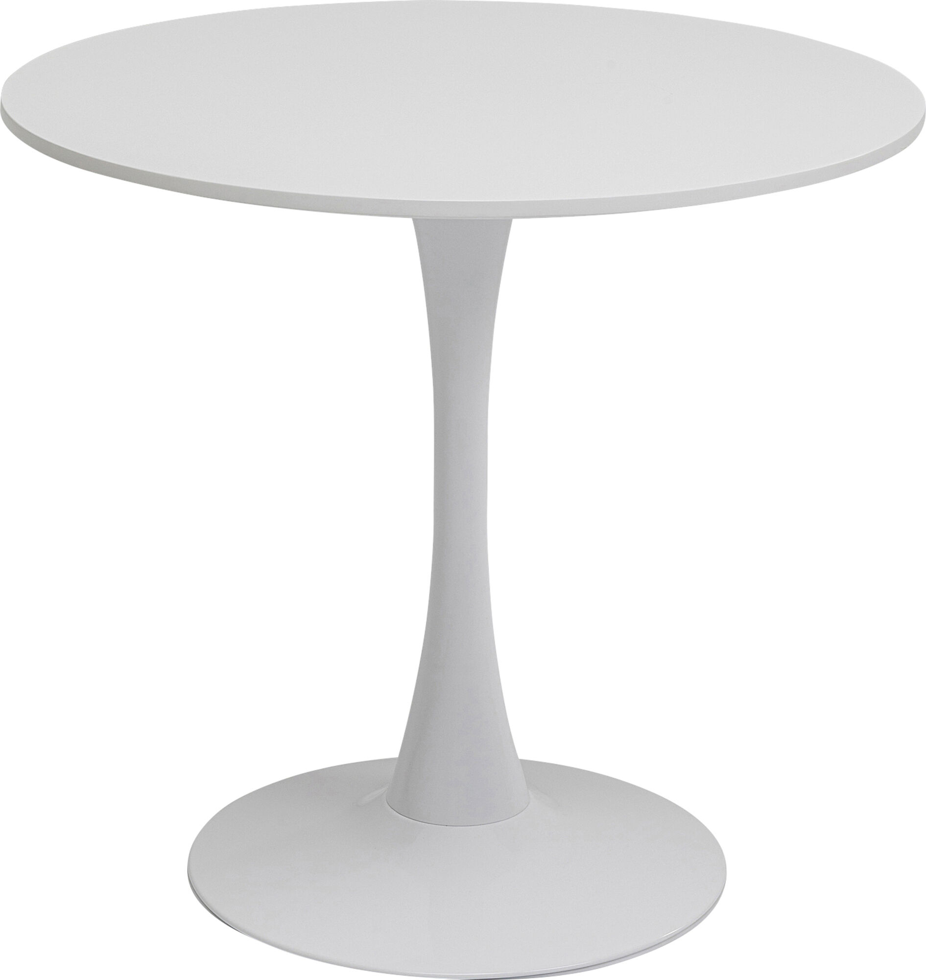 Mesa de comedor tablero MDF blanco pata de acero Ø80 cm - KARE España