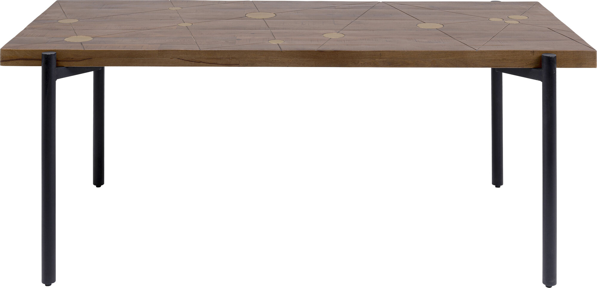 Stół brązowy drewniany blat mango czarne metalowe nogi 180x90 cm 86176 ...