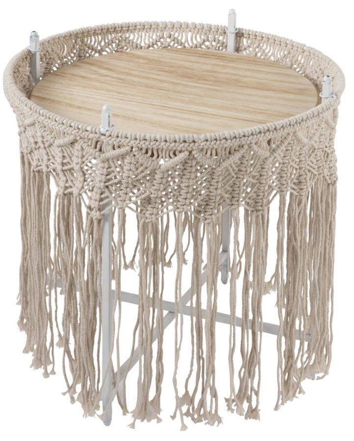 Stolik kawowy Boho Ø43 cm beżowy jl93710 » J-Line - Wonder.pl