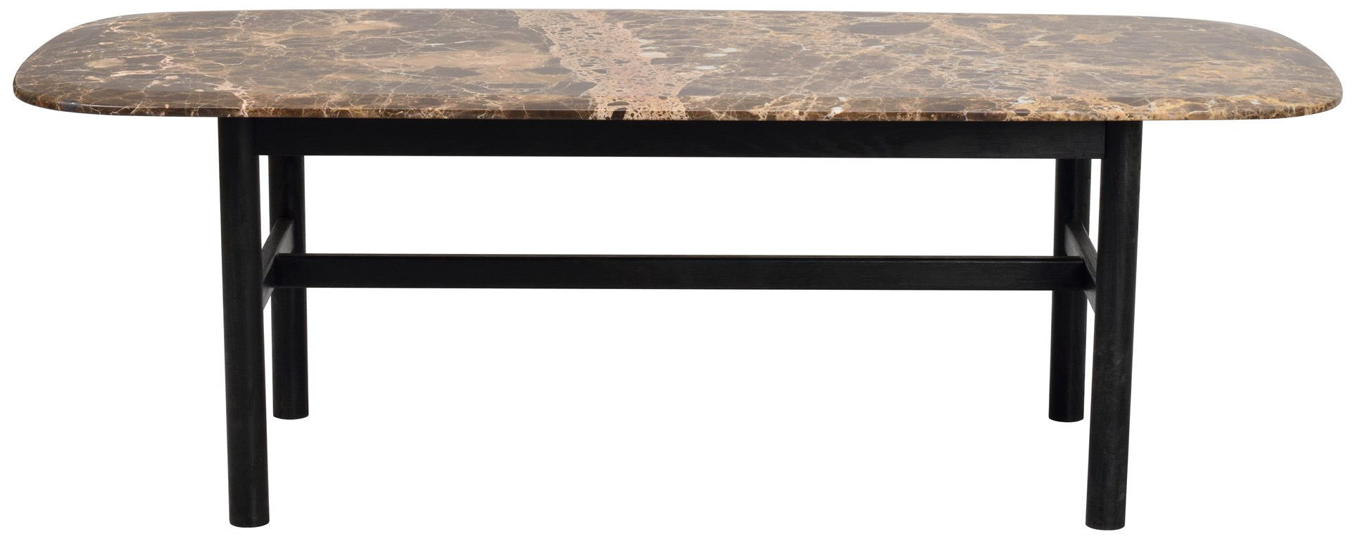 Stolik kawowy Hammond 135x62 cm blat murmur Emperador - nogi dębowe ...