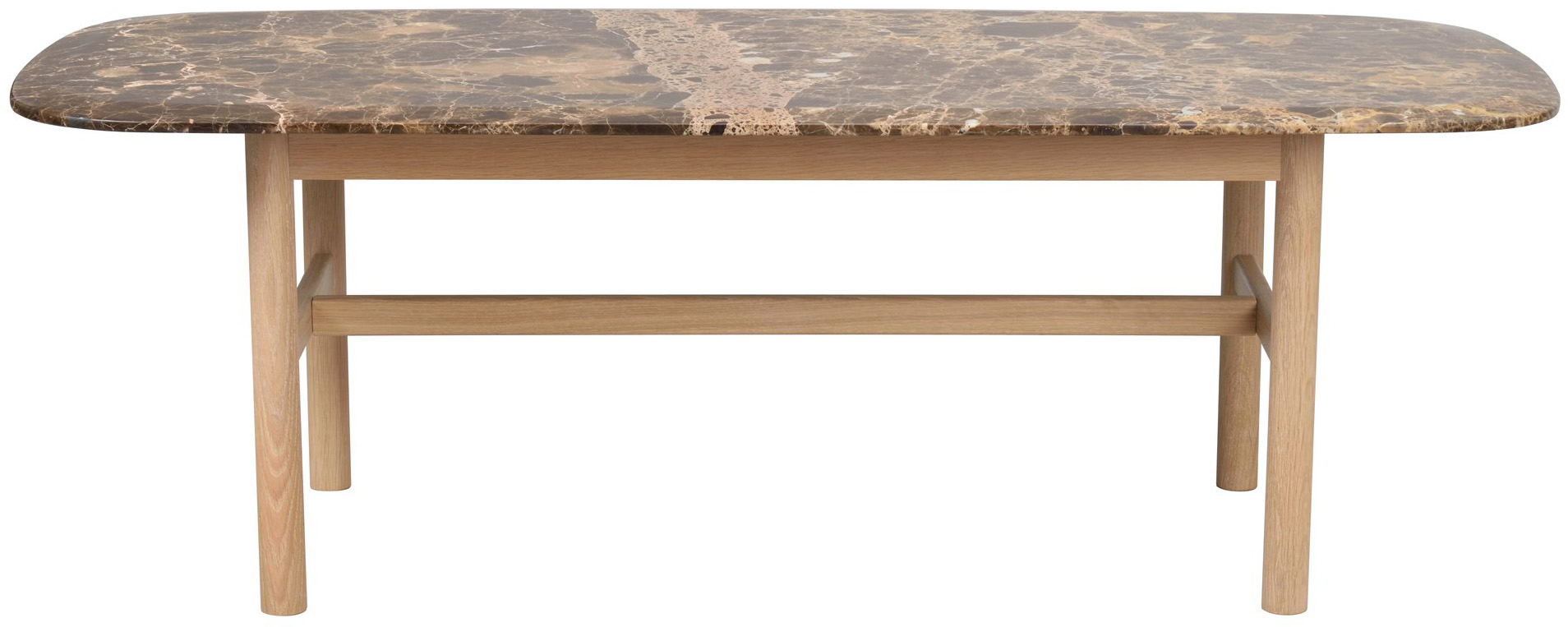 Stolik kawowy Hammond 135x62 cm blat murmur Emperador - nogi dębowe ...