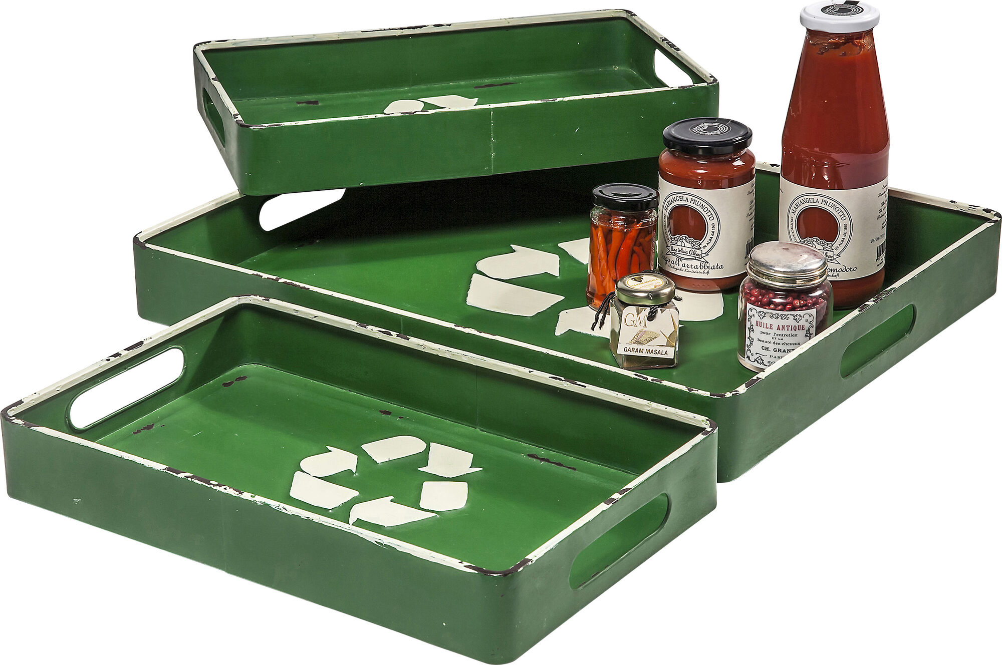 Tacki Recycle (3-set) zielone 38238 » Kare Design - sfmeble.pl