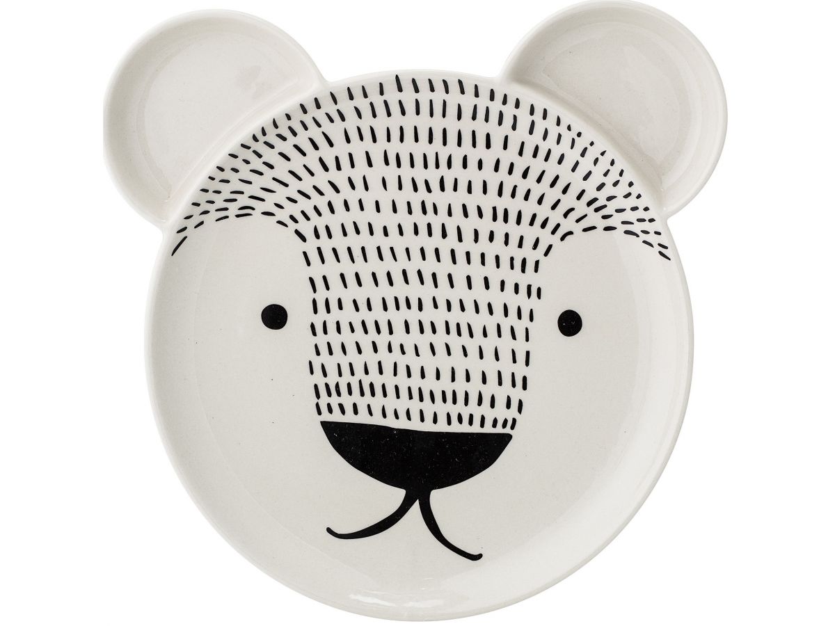 Talerz Bear Ø20 cm biało-czarny b21109329 » Bloomingville Mini - sfmeble.pl