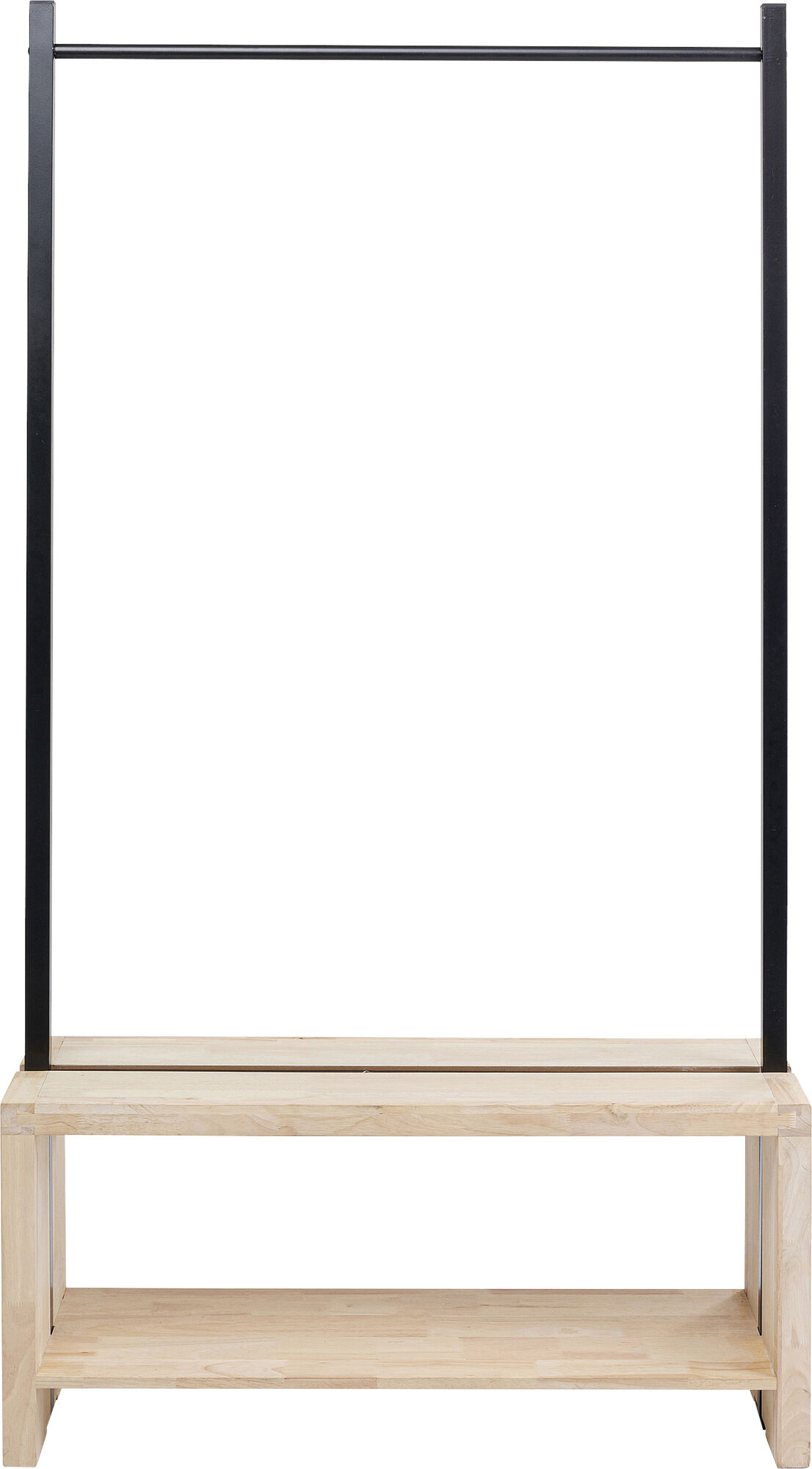 Klesstativ Copenhagen - med skohylle - Lyst Tre/Svart 180x94cm - KARE