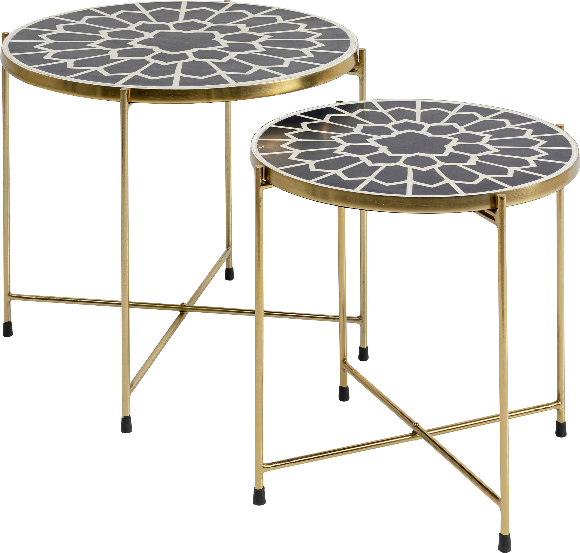 Zestaw dwóch stolików kawowych czarno złote 86274 » Kare Design ...